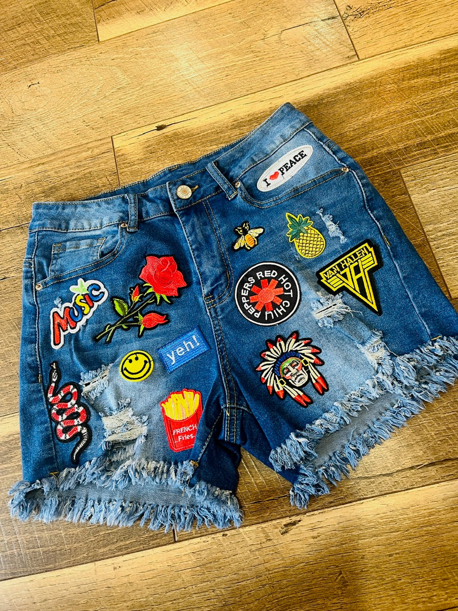 Patch Denim Cutoffs – Lily Claire